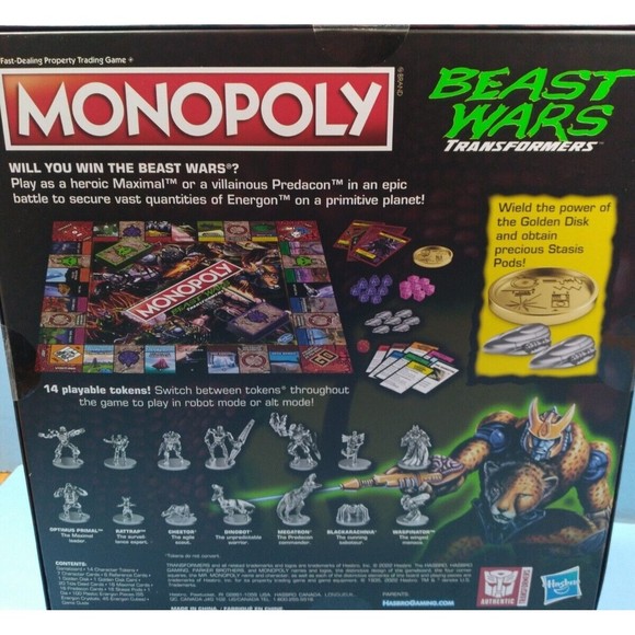 Hasbro | Toys | New Monopoly Transformers Beast Wars Edition Board Game ...